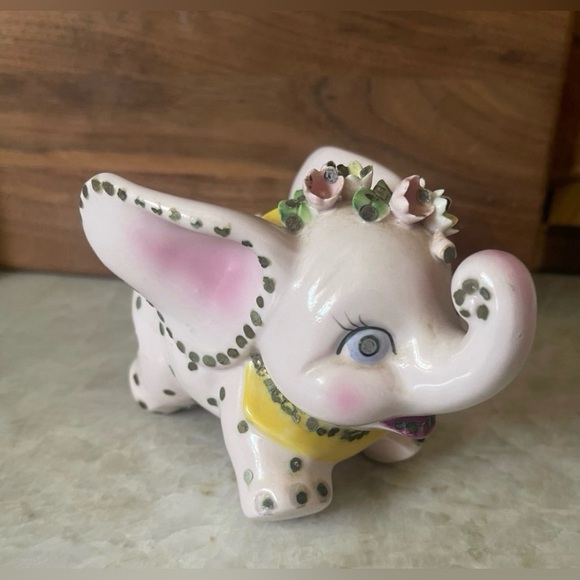 Lefton | Accents | Vintage Lefton Elephant Bank With Flowers Appliqu 5s ...